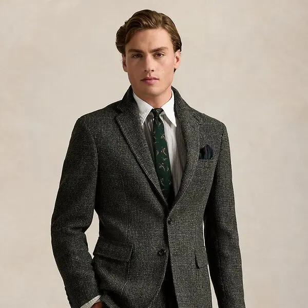 Ralph Lauren Polo Tailored Harris Tweed Suit Jacket In Dark Grey